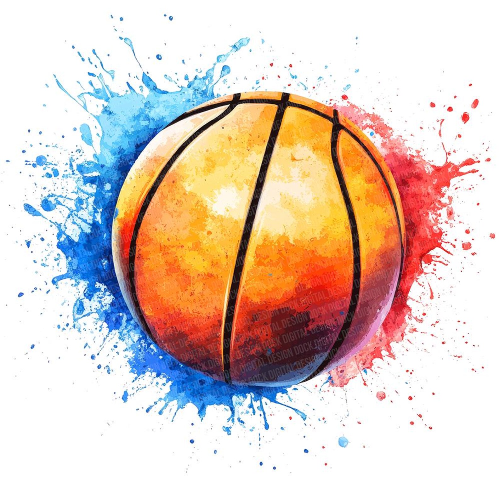 Basketball PNG Clipart, 12x Watercolor Basketball Clip Art Set, Sports ...