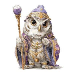 Owl Wizard PNG Clipart, 12x Magical Owl Clip Art, Printable Watercolor ...