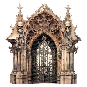 12x Gothic Crypt Entrance Clipart, Graveyard Clipart, Printable ...