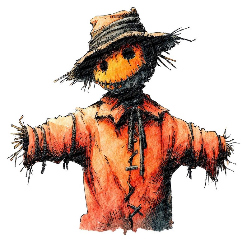 Scarecrow PNG Clipart, 12 Halloween Watercolor Scarecrows Clip Art ...