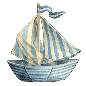Paper Sailboat PNG Clipart, 12x Watercolor Nautical Boat Clip Art Set ...