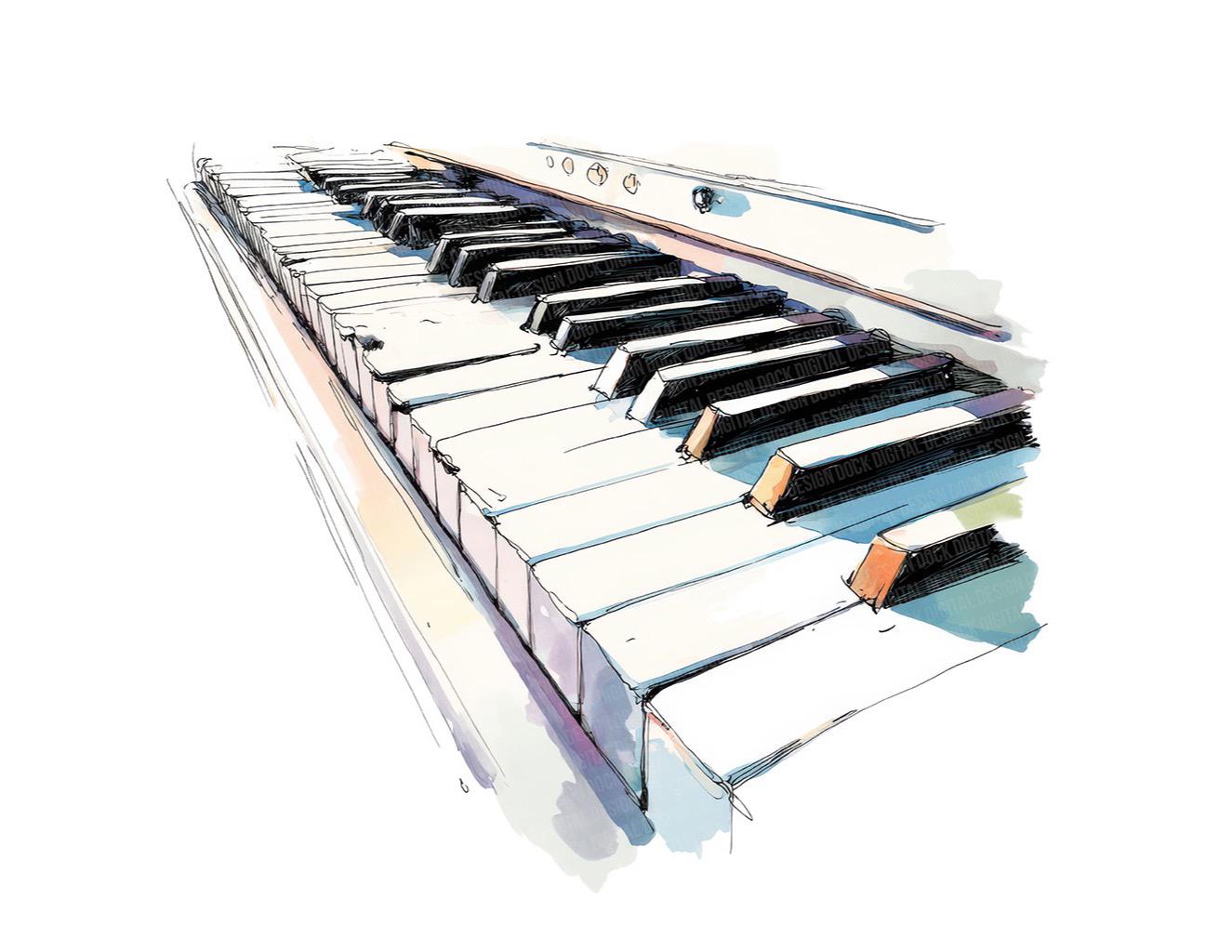 12x Piano Keys PNG Clipart, Watercolor Musical Instrument Clip Art ...