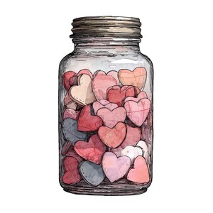 Jar of Hearts Clipart, 12x Valentine Jar Clip Art Set, Printable ...
