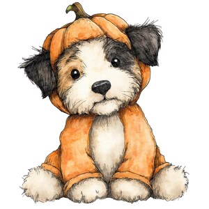 Halloween Puppy Pumpkin PNG Clipart, 12 Watercolor Dog Clip Art Set ...