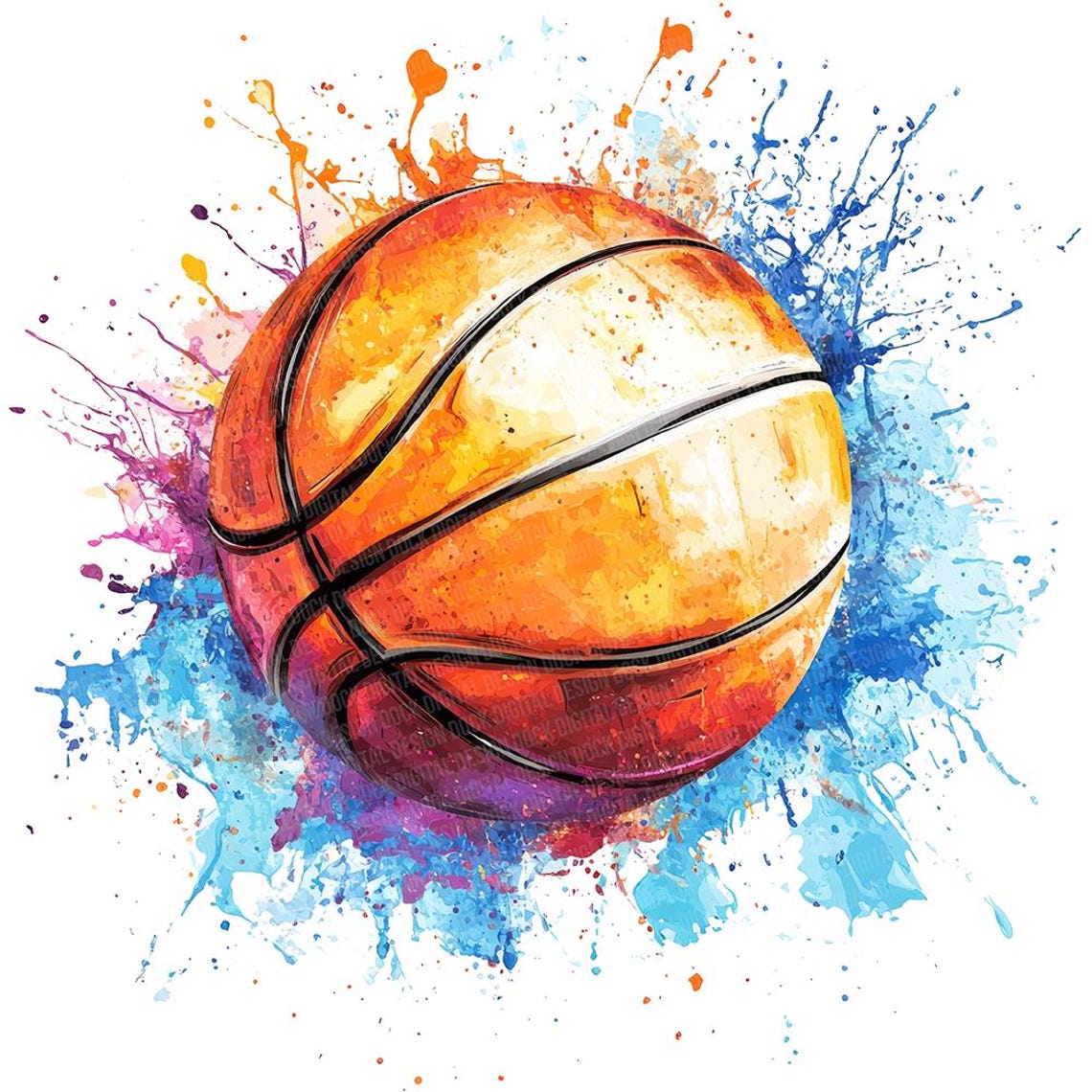 Basketball PNG Clipart, 12x Watercolor Basketball Clip Art Set, Sports ...