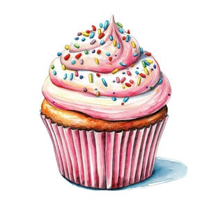12x Cupcake Clip Art, Sprinkle Cupcake PNG Clipart, Watercolor Clip Art ...