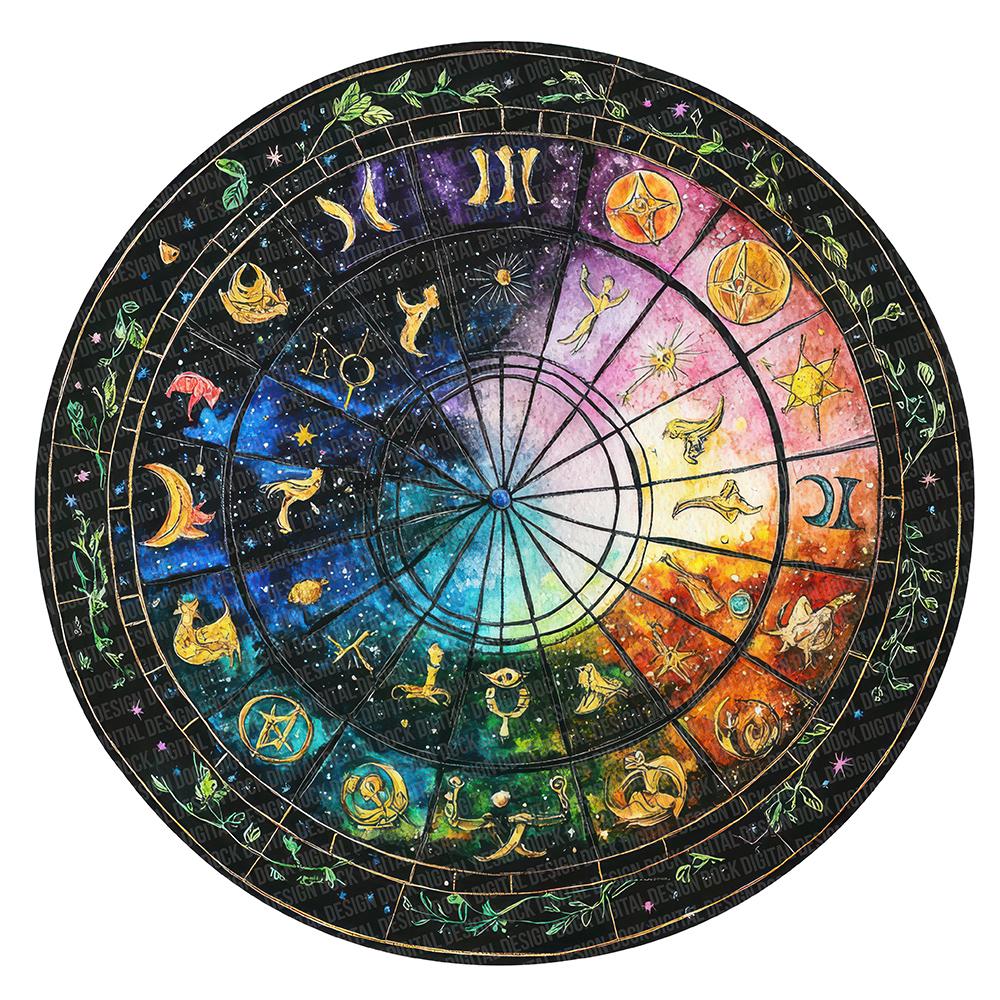 Zodiac Astrology Wheel Clipart, 12x Colorful Astrology Circle Clip Art ...