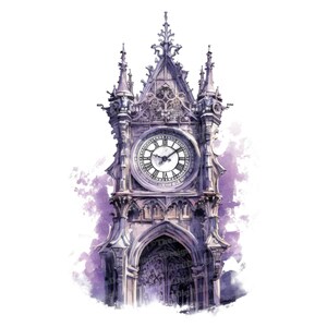 12x Gothic Clock Tower Clipart, Goth Building Clipart, Printable ...