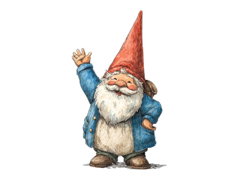 Cheerful Gnome Character PNG Clipart, 12x Watercolor Gnome Clip Art Set ...