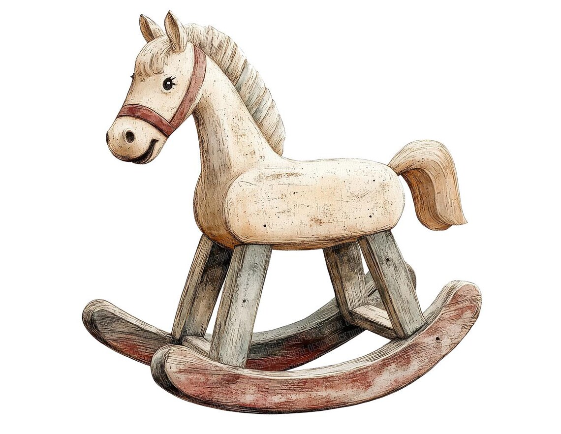 Rocking Horse PNG Clipart, 12x Wooden Toy Horse Clip Art Set, Printable ...