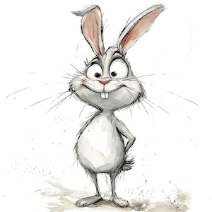 Quirky Rabbit PNG Clipart, 12x Funny Bunny Clip Art Set, Printable ...