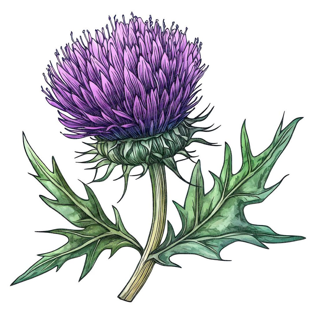 12x Wild Thistle PNG Clipart, Watercolor Flower Clip Art Set, Printable ...