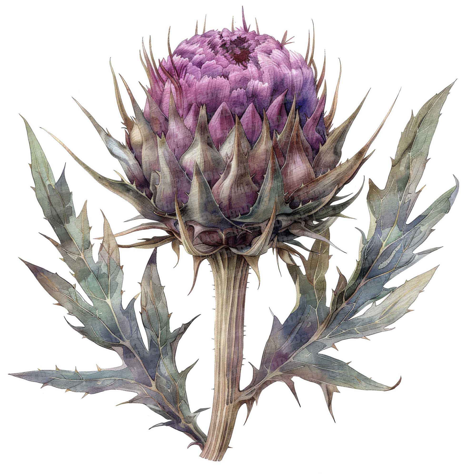 12 Thistle Flower Clipart, Watercolor Botanical Clipart, Printable ...