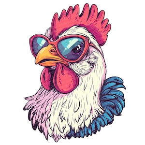 Cool Chicken PNG Clipart, 12x Funky Chicken Clip Art Set, Printable ...