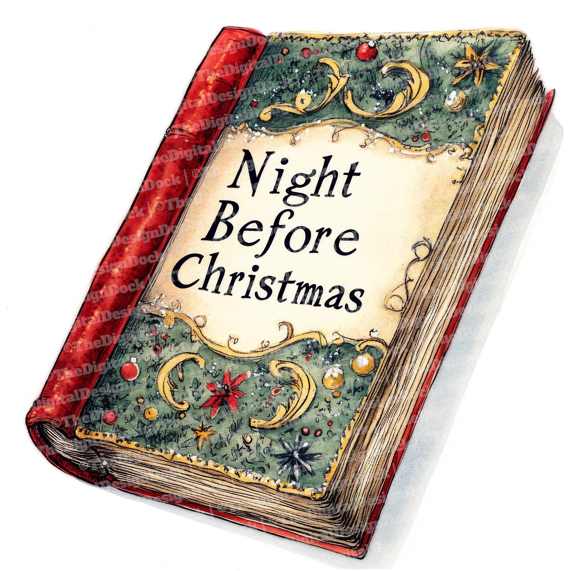 Christmas Book Clip Art,12x Vintage Holiday Clipart Set,printable Night ...