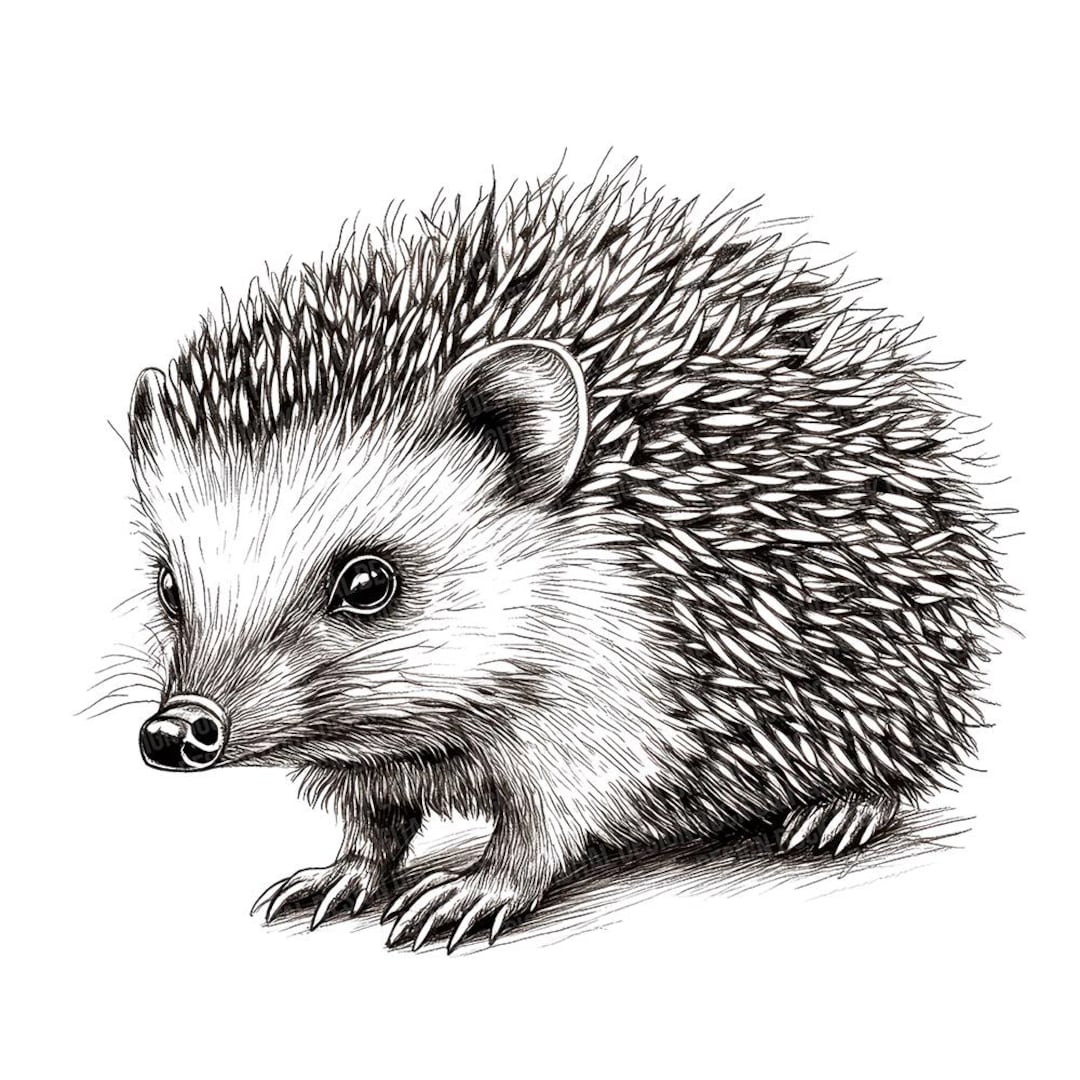 Igel PNG Clipart, 12x aufwendige Schwarz Weiß Igel Illustrationen ...