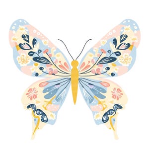 Pastel Butterfly Clip Art, 12x Watercolor Floral Clipart, Butterfly ...