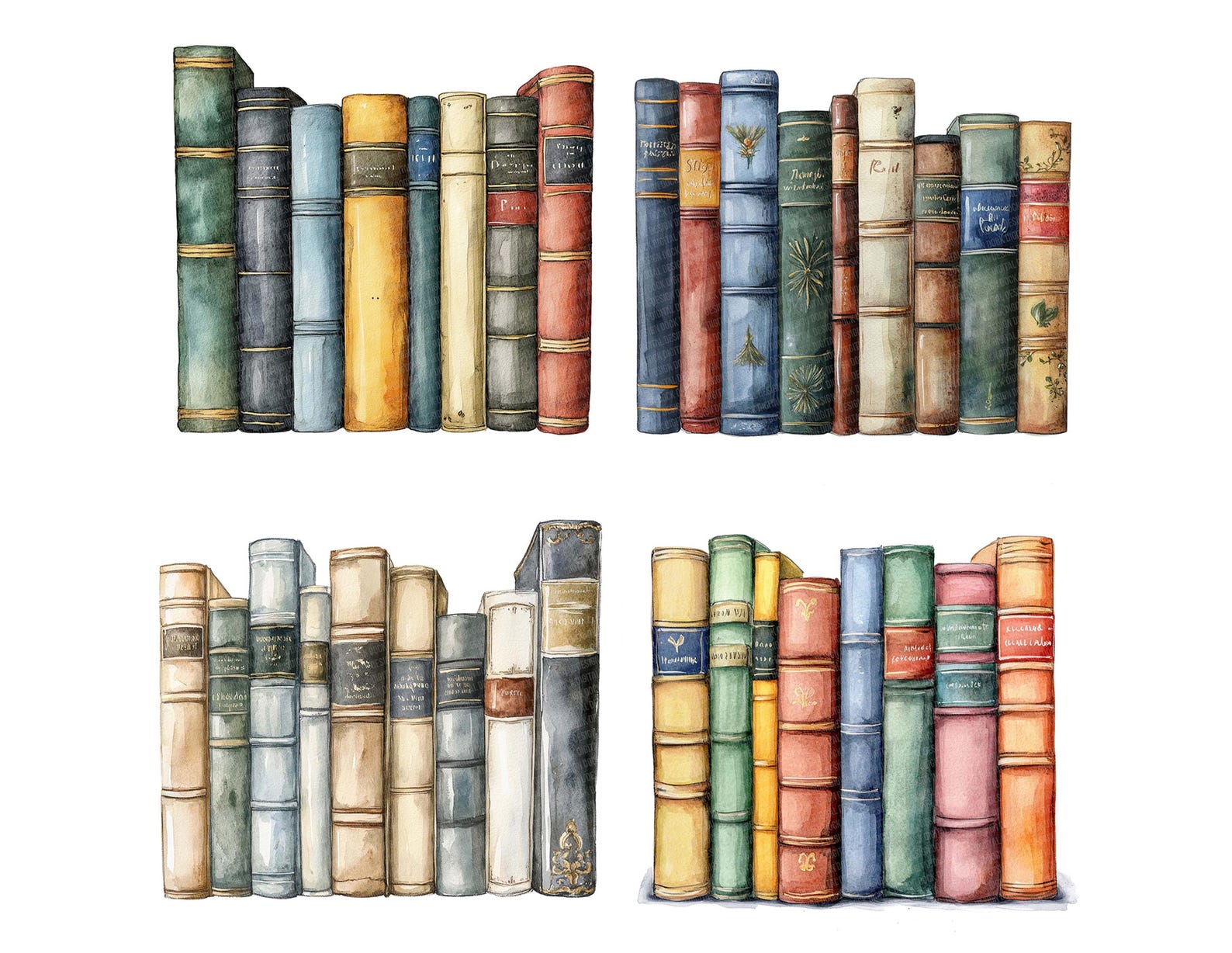 Vintage Book PNG Clipart, 12x Watercolor Book Clip Art Set, Antique ...