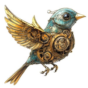 Clockwork Bird PNG Clip Art, 12x Steampunk Mechanical Bird Clipart PNG ...