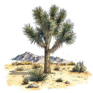 Joshua Tree PNG Clipart, 12x Desert Landscape Clip Art Set, Printable ...