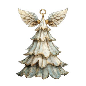 Angel Christmas Tree PNG Clipart, 12x Winged Holiday Trees Clip Art Set ...