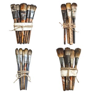 Paintbrush Bundle PNG Clip Art, 12x Used Artist Brush Clipart PNG Set ...