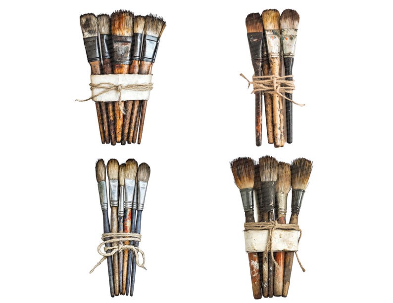 Paintbrush Bundle PNG Clip Art, 12x Used Artist Brush Clipart PNG Set ...