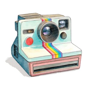 Retro Camera PNG Clipart, 12x Watercolor Vintage Polaroid Camera Clip ...
