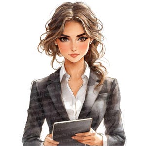 12 Business Woman Clipart, Watercolor Professional Woman Art, Office ...
