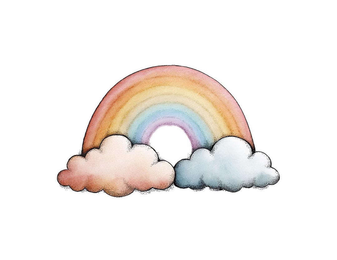 Pastel Rainbow PNG Clipart, 12x Watercolor Cloud Rainbow Clip Art Set ...