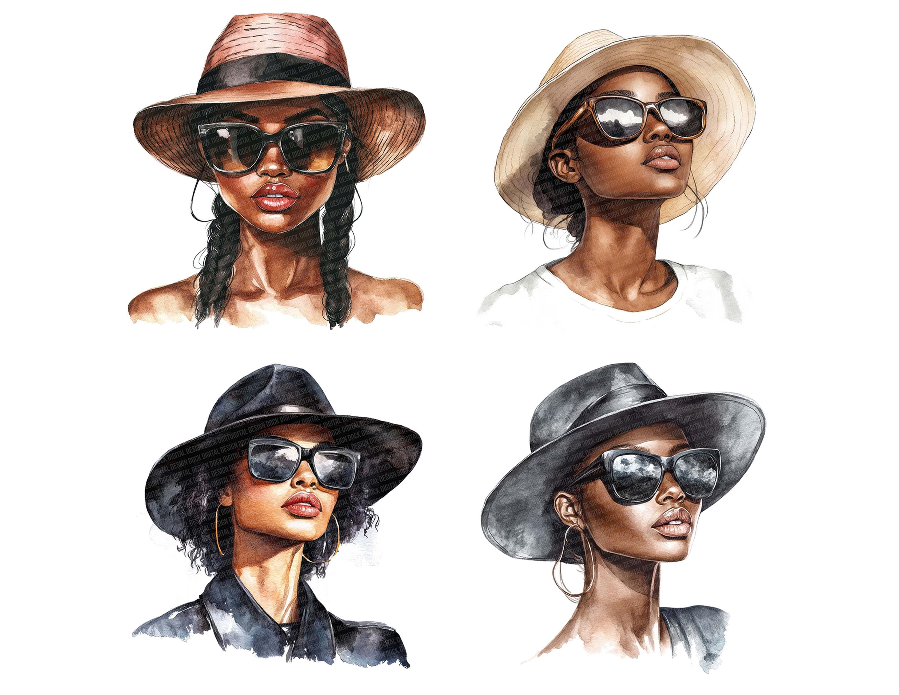 12x Watercolor Black Woman PNG Clipart, Fashion Clip Art Set, Printable ...