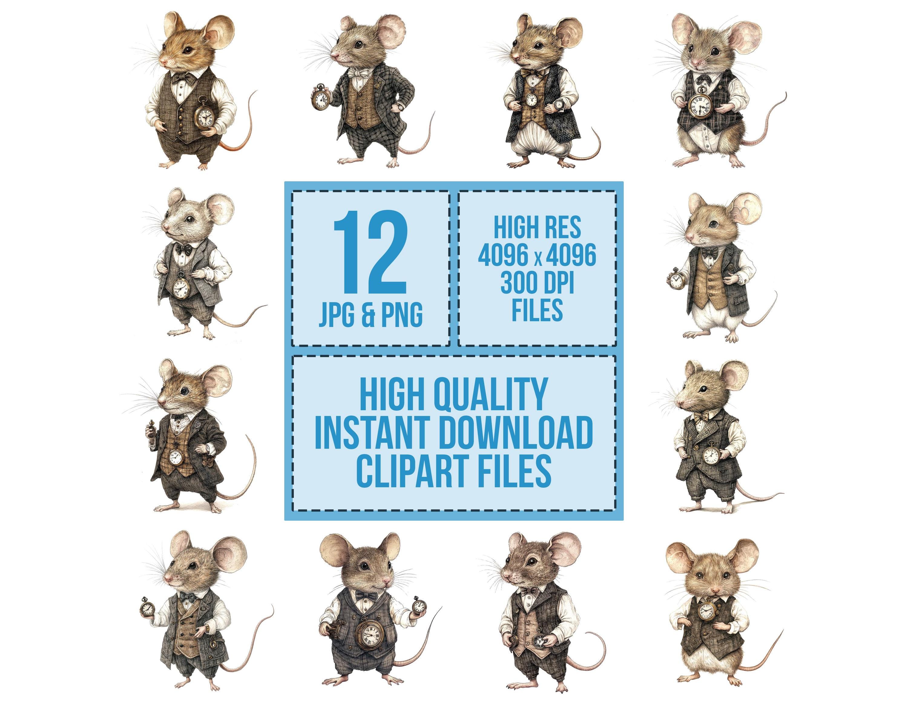 12 Victorian Mouse PNG Clip Art, Fancy Mouse Clip Art Set, Digital ...