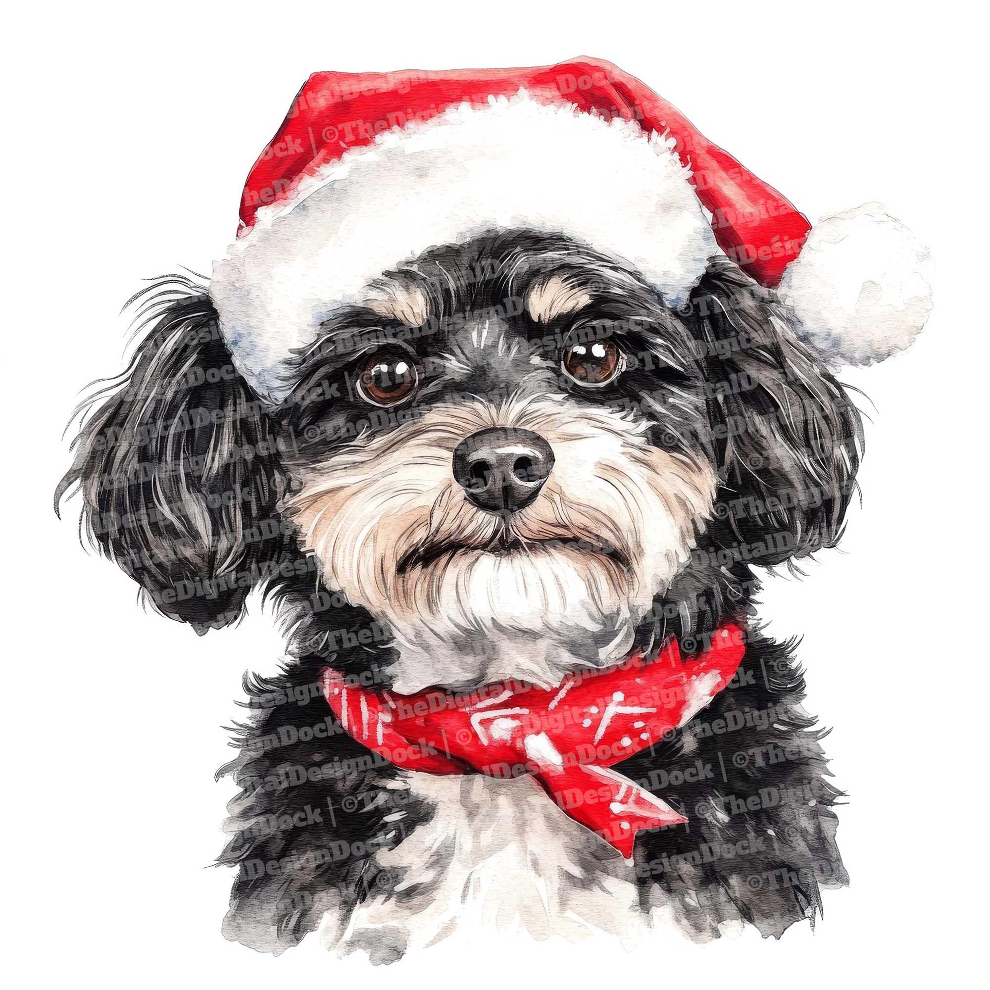 Christmas Dog Clip Art, 12x Holiday Dog Watercolor Clipart Set ...