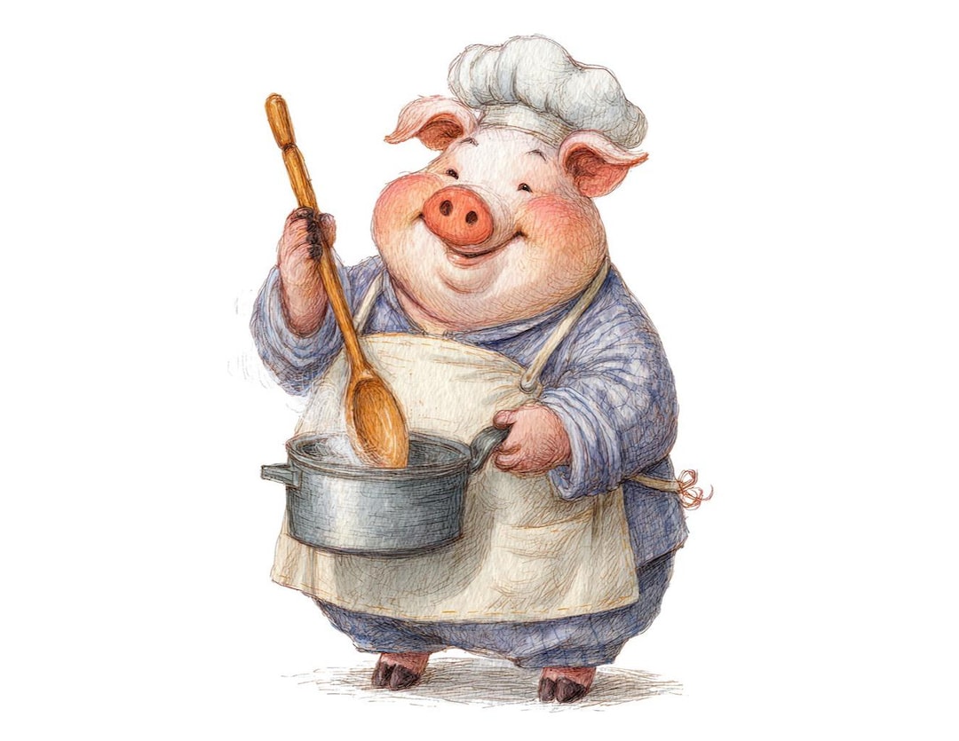 Chef Pig PNG Clipart, 12x Cooking Pig Clip Art Set, Printable ...