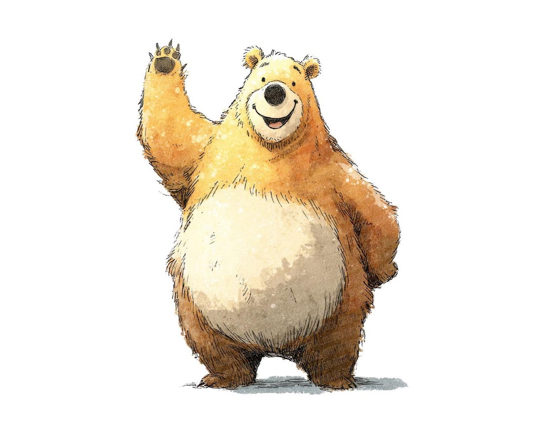 Waving Bear PNG Clip Art, 12x Cartoon Animal Clipart Set, Printable ...