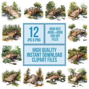 12x Forest Bridge Clip Art, Wooden Bridge Clip Art Set, Printable ...