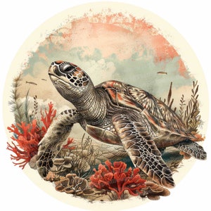 12x Vintage Sea Turtle Clipart, Floral Sea Clipart, Printable ...