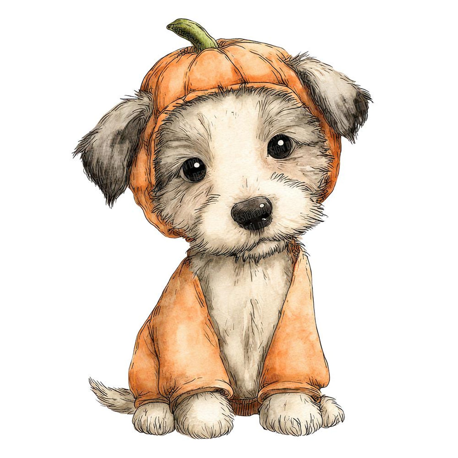 Halloween Puppy Pumpkin PNG Clipart, 12 Watercolor Dog Clip Art Set ...
