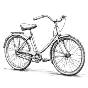 12 Bicycle Clip Art Pngs, Retro Line Art Bike Illustrations, Printable ...