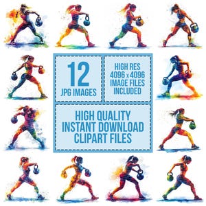 12x Kettlebell Fitness Clipart, Workout Fitness Woman, High Quality ...