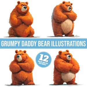 Grumpy Daddy Bear Clipart, 12 Jpgs, Bear High Quality Images, Wildlife ...