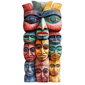 12x Tribal Totem Pole Clipart, Indigenous Artwork, High Quality Jpgs ...