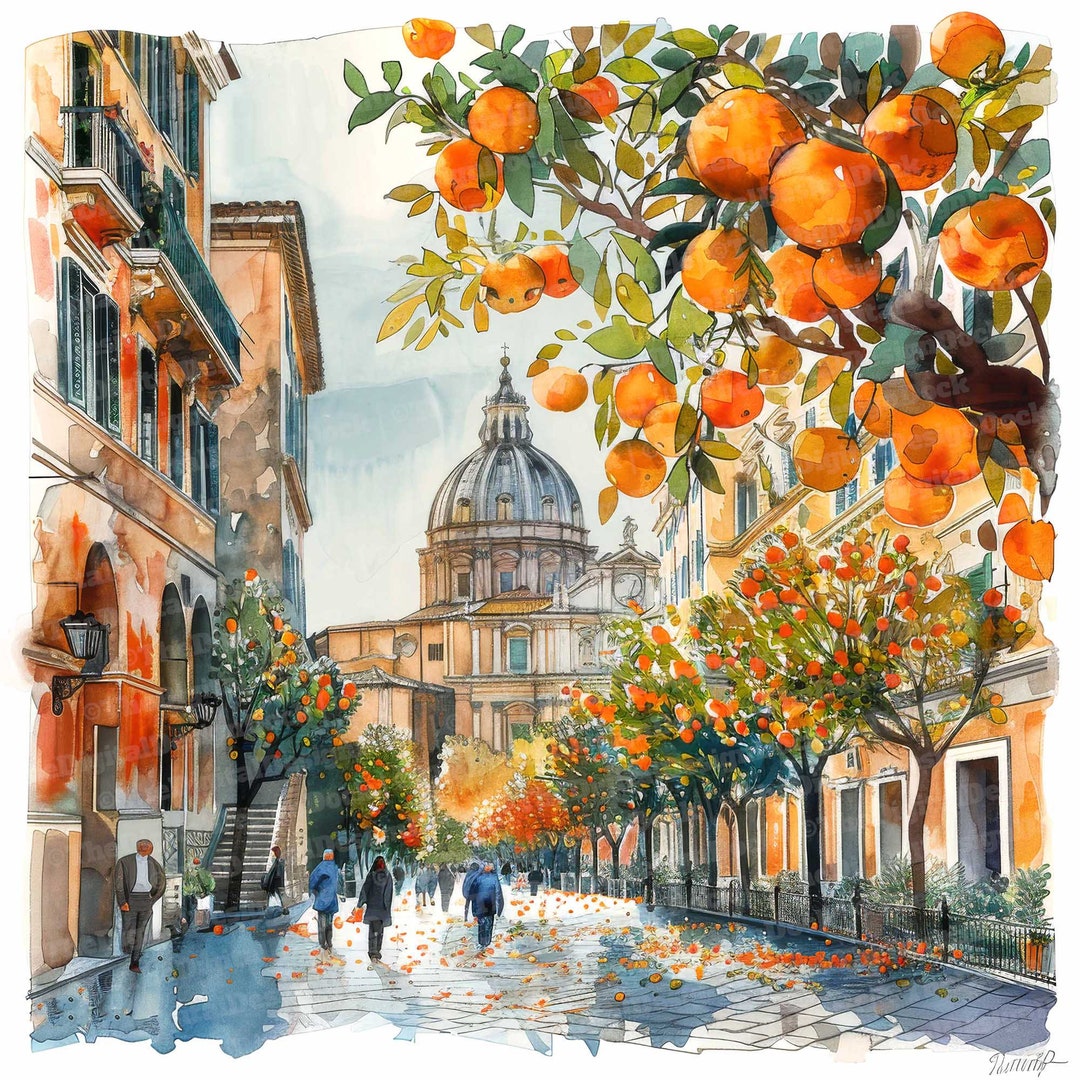12x Orange Trees Clipart, Rome Flowers JPG Clipart, Printable ...