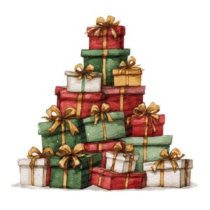 Christmas Gift Stack PNG Clipart, 12x Holiday Present Tree Clip Art Set ...