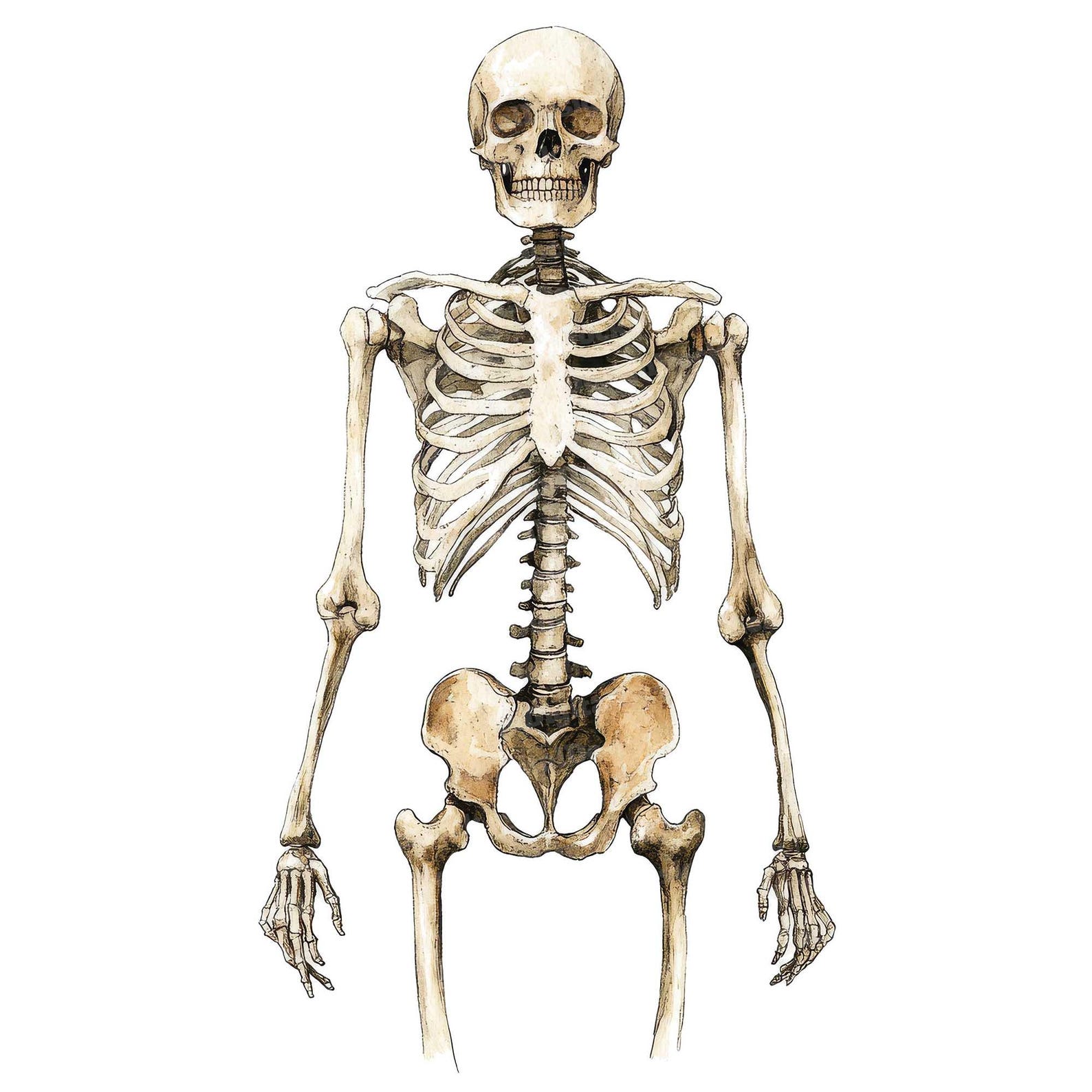 12x Skeleton Anatomy Clipart, Human Skull, Watercolor Human Body Art ...