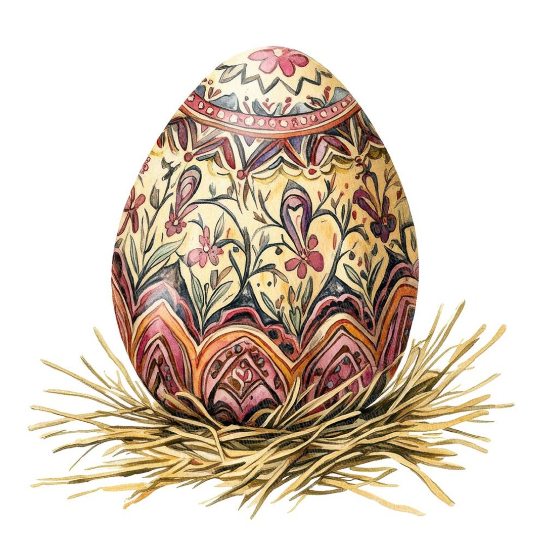 Decorative Egg PNG Clipart, 12x Watercolor Patterned Easter Egg Clip ...