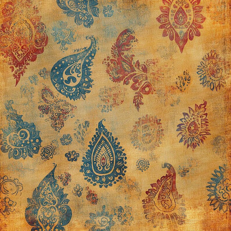 12x India Luxe Junk Journal Paper Vintage Digital Paper Pack Distressed ...