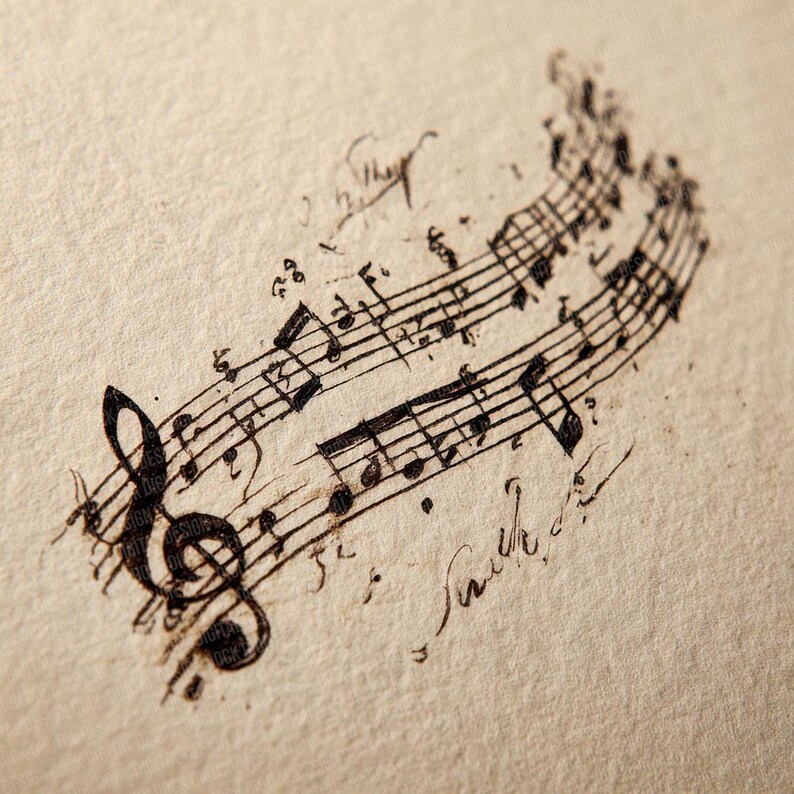 12x Music Staff Junk Journal Paper Vintage Sheet Music Digital Paper ...