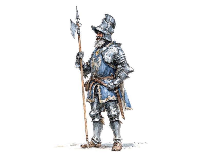 Knight Standing Guard Clipart, 12x Medieval Warrior Clip Art Set ...