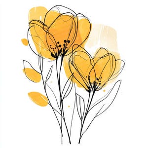 Yellow Flower PNG Clip Art, 12x Abstract Golden Floral Clipart Set ...